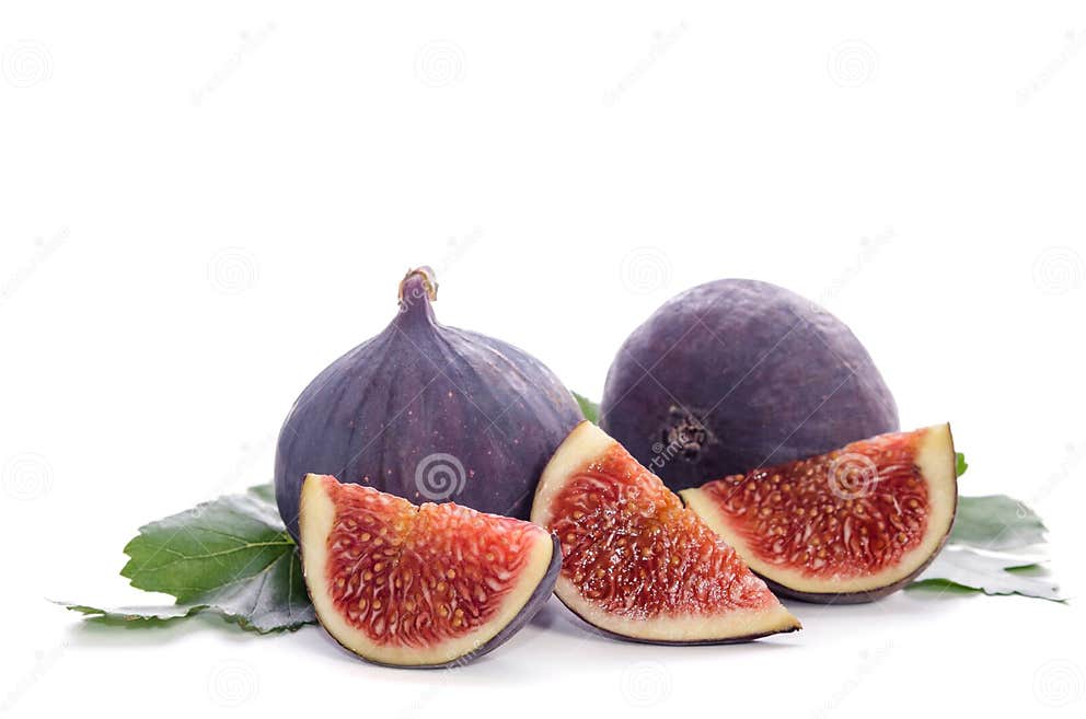 Fruits of Fig Tree Whole and Part with Leaves Stock Image - Image of ...