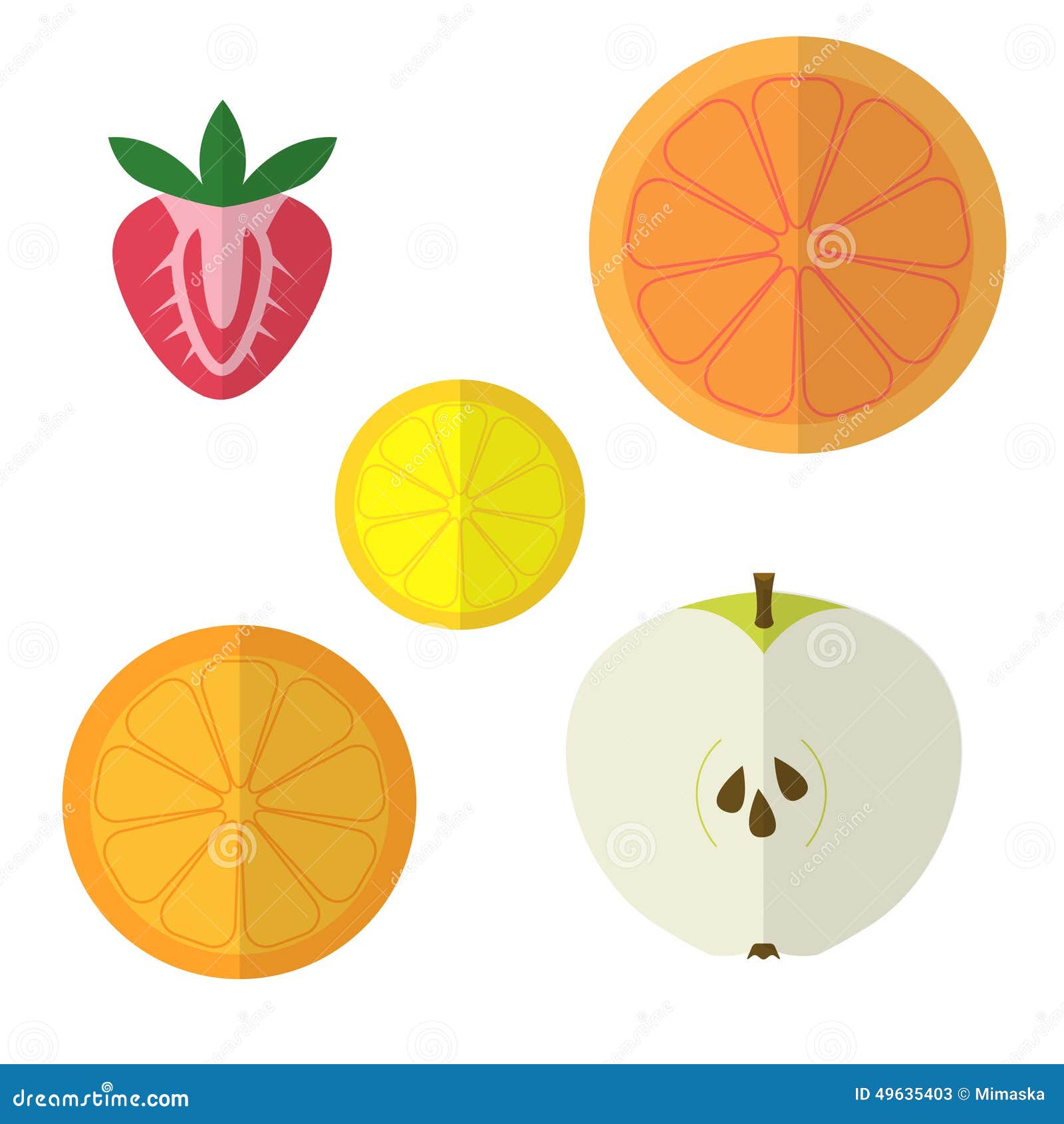 Fruits flat design stock illustration. Illustration of circle - 49635403