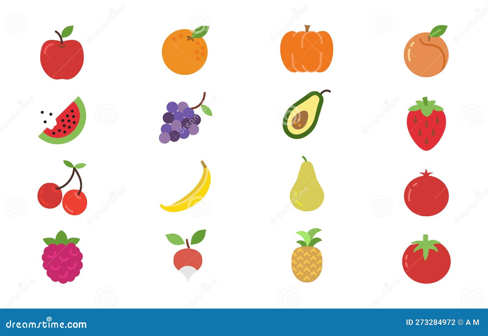 Fruits flat icon set pack stock vector. Illustration of yellow - 273284972
