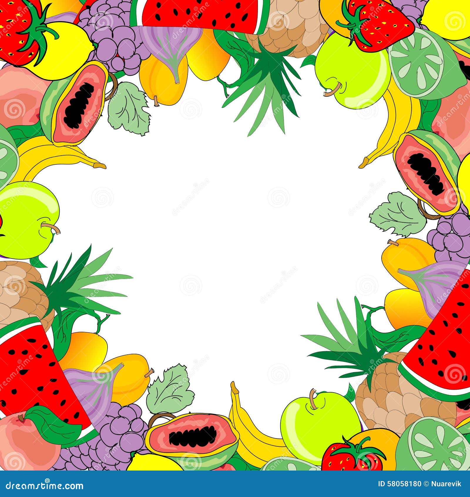 Fruits frame stock illustration. Illustration of line - 58058180