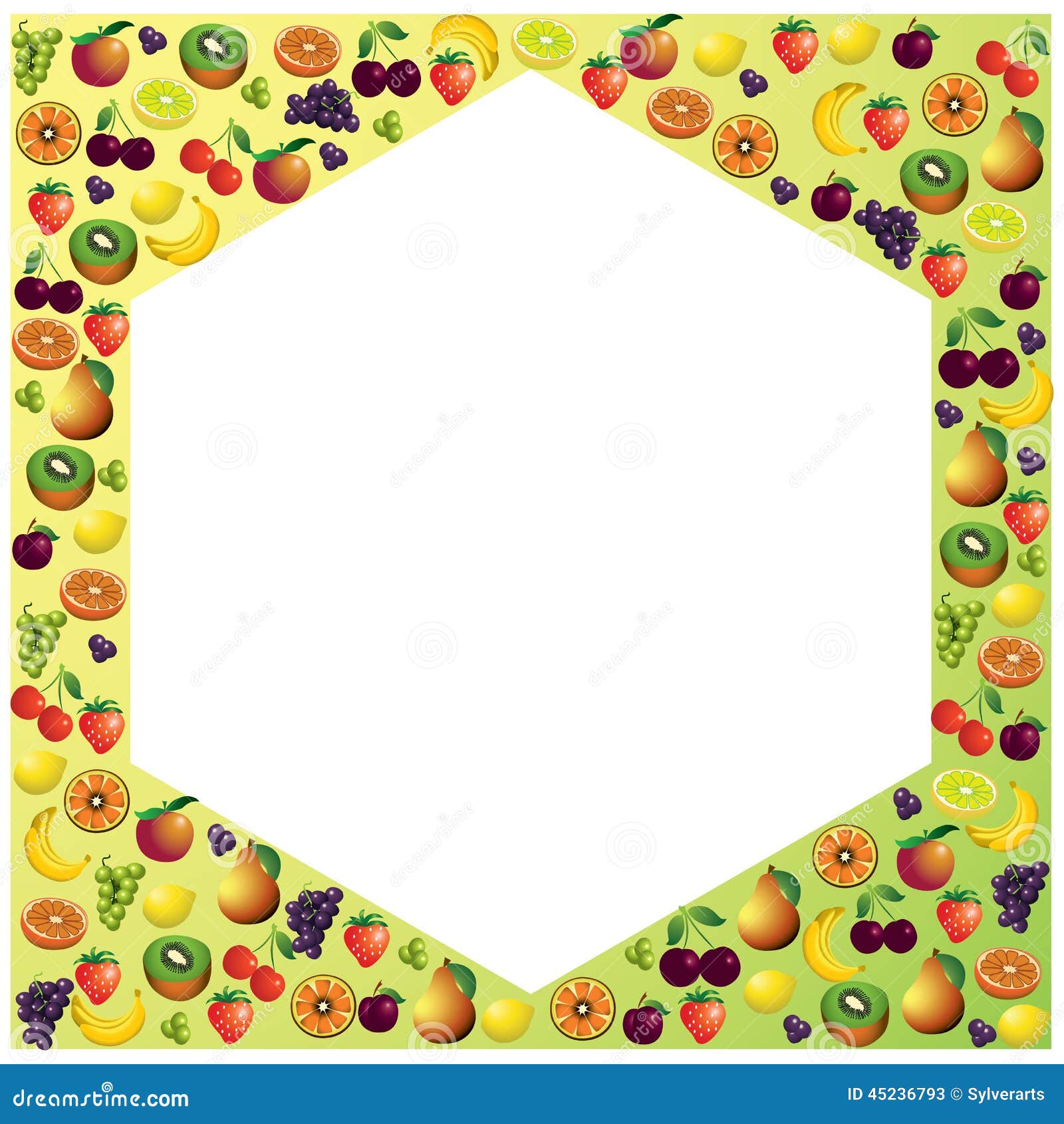Fruits Frame Made with Different Fruits, Healthy Food Stock Vector ...