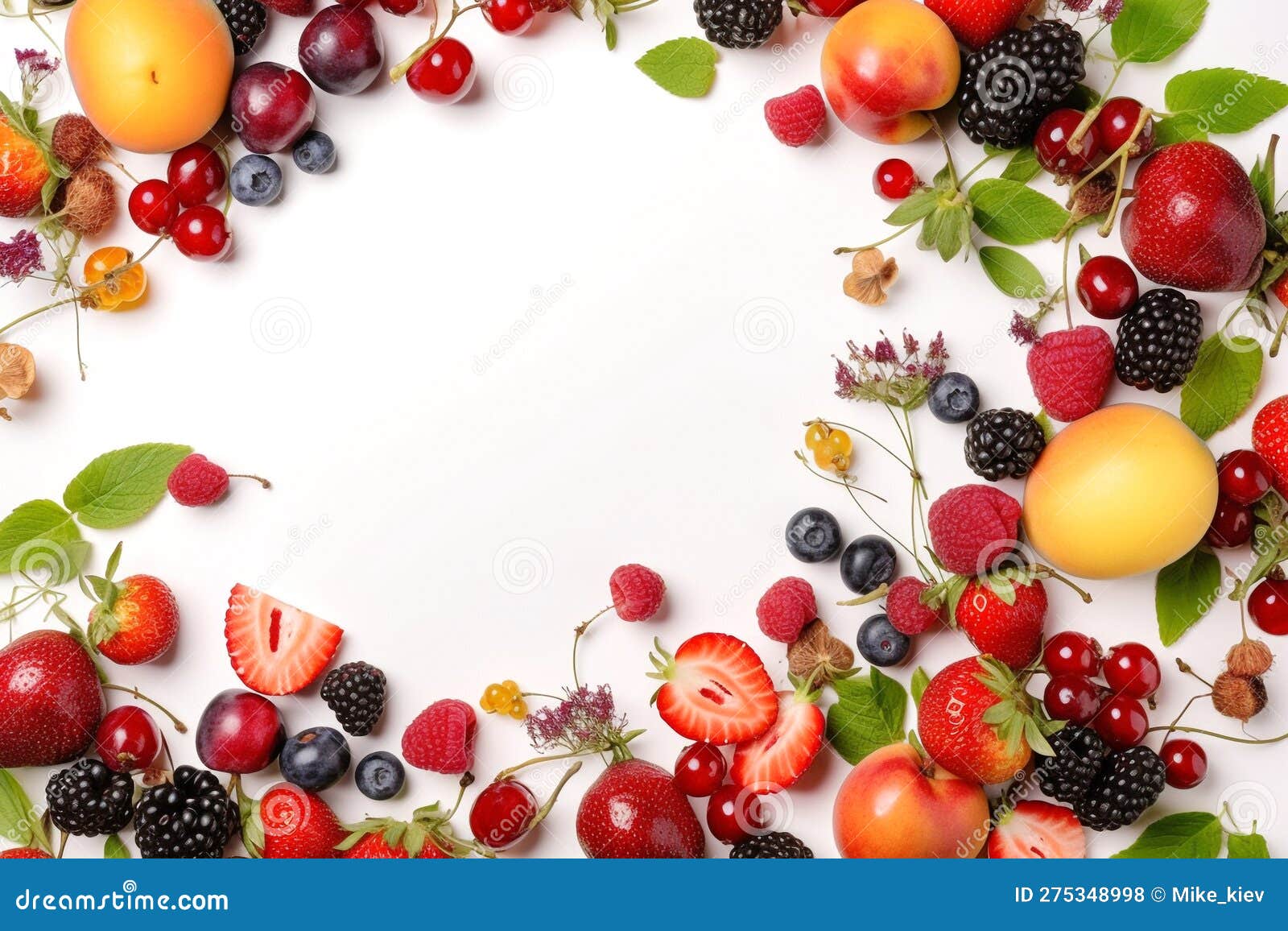 Fruits Frame on White Background Stock Photo - Image of background ...