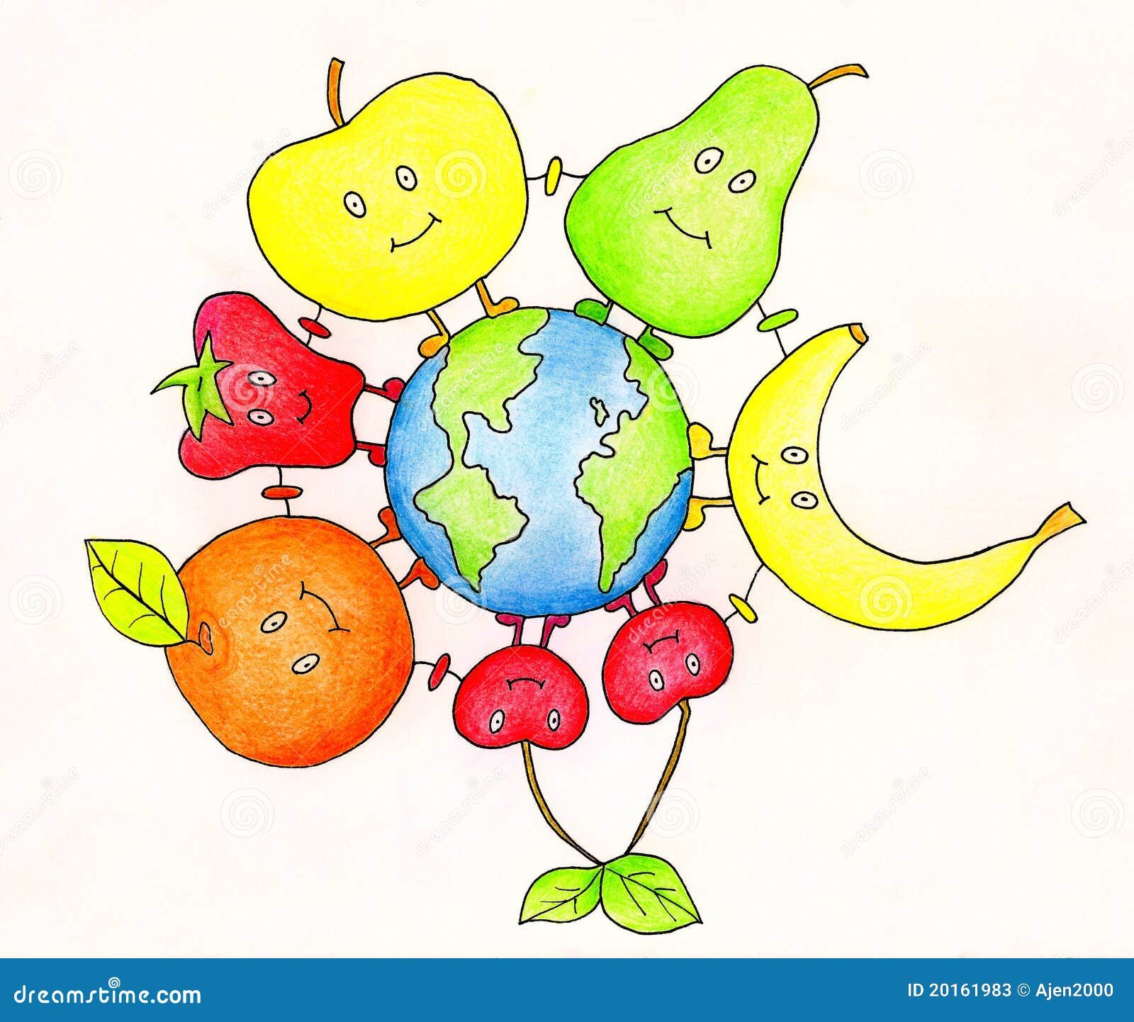 Fruits friends stock illustration. Illustration of connection - 20161983