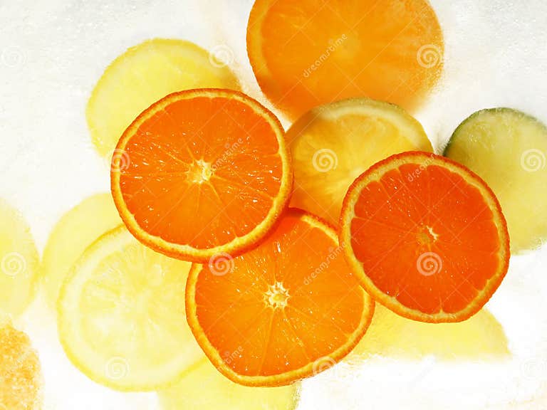 Fruits on ice stock image. Image of frozen, lime, coctail - 135419