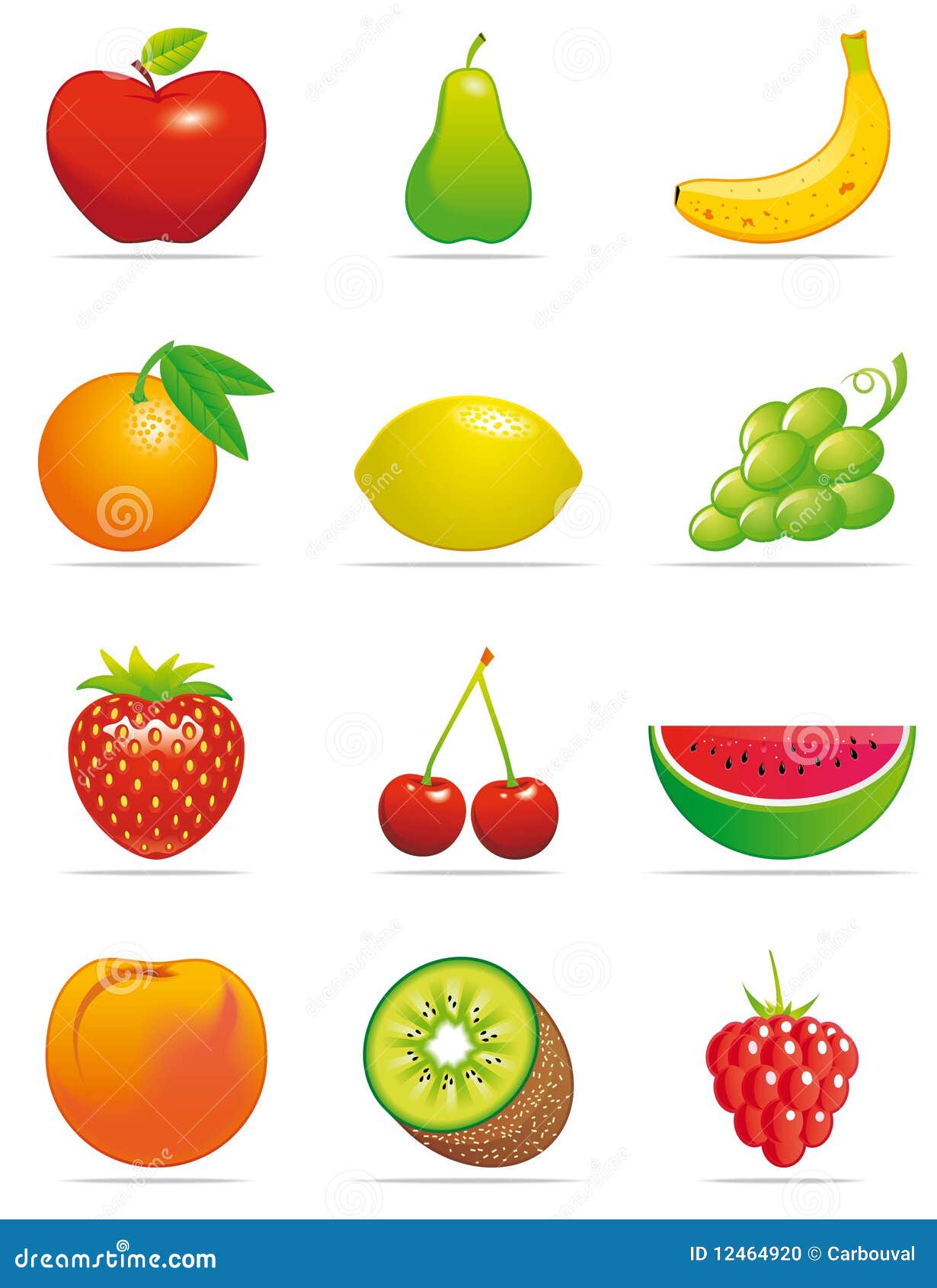 Fruits icons stock illustration. Illustration of food - 12464920