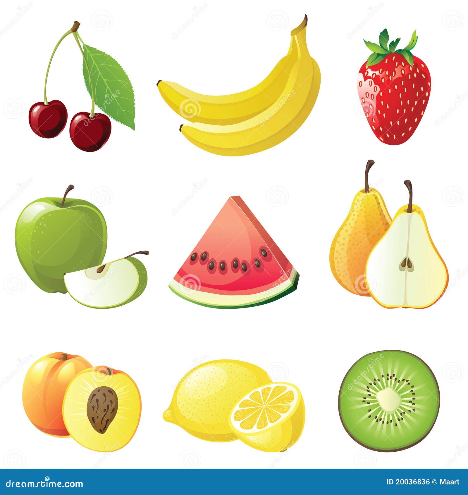 Fruits Icons Detailed Photo Realistic Vector Set | CartoonDealer.com ...