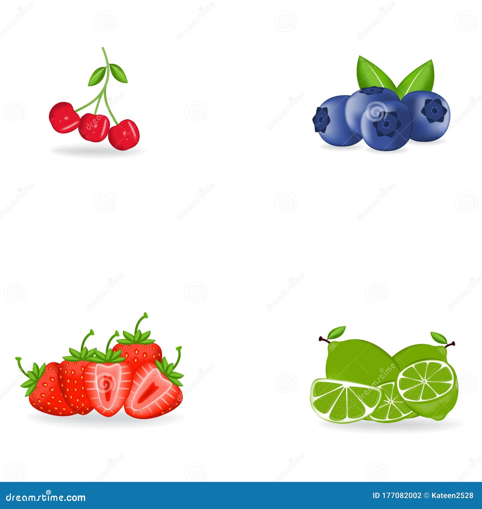 Fruits Icons Detailed Photo Realistic Vector Set Stock Vector ...