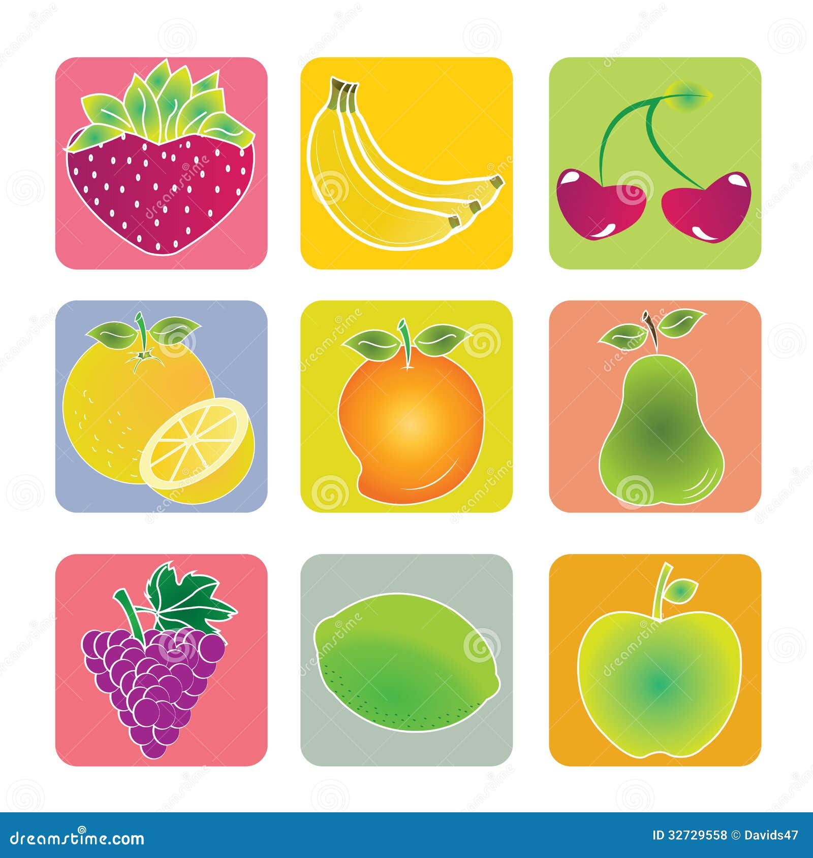 Fruits icons stock vector. Illustration of graphic, grape - 32729558