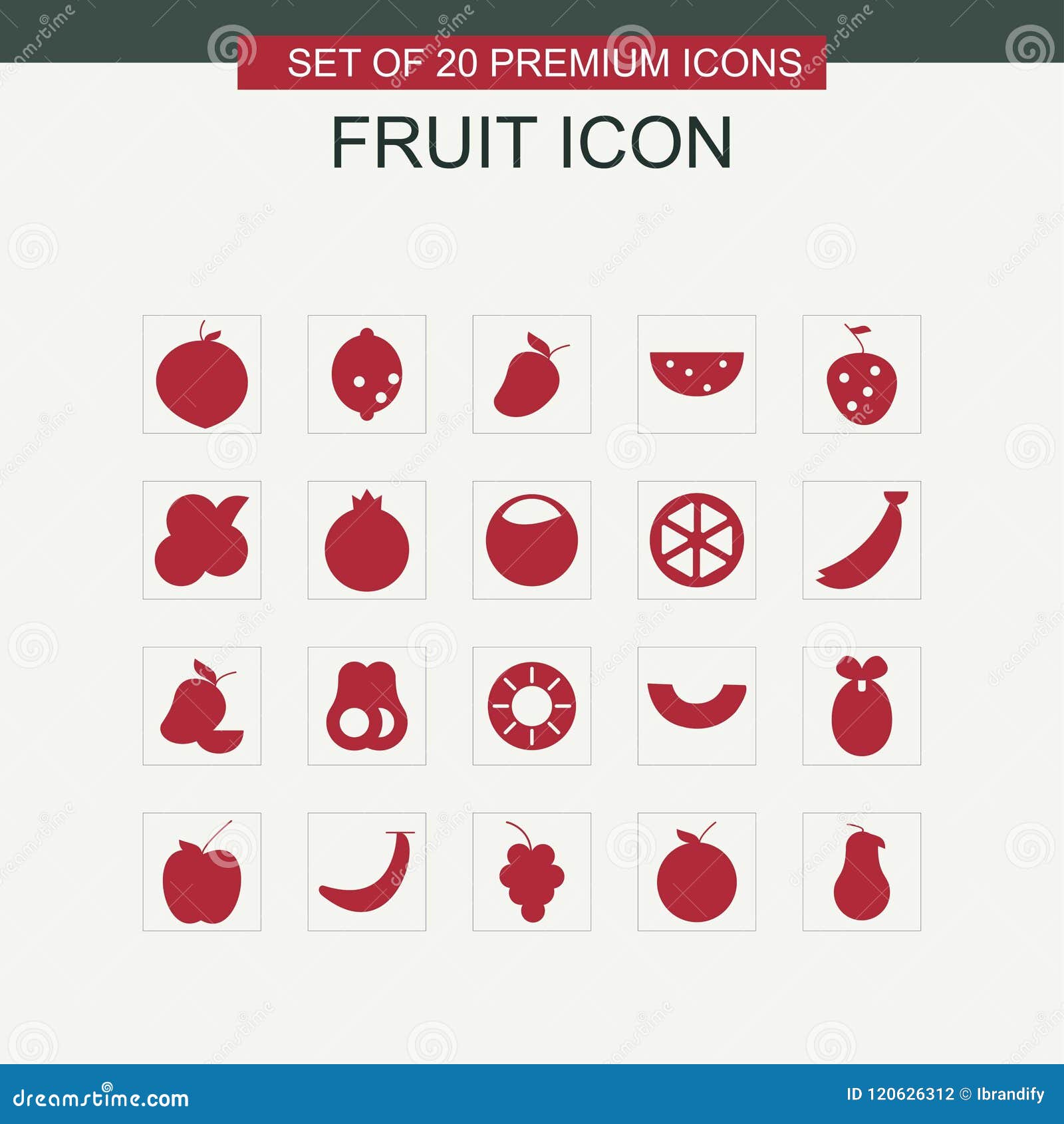 Fruits icons set stock vector. Illustration of plum - 120626312