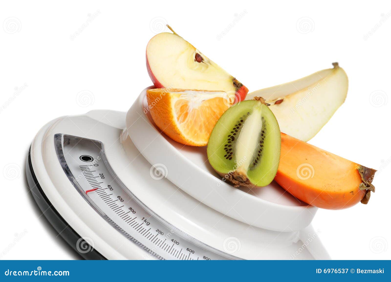 Fruits on kitchen scales stock image. Image of accuracy - 6976537