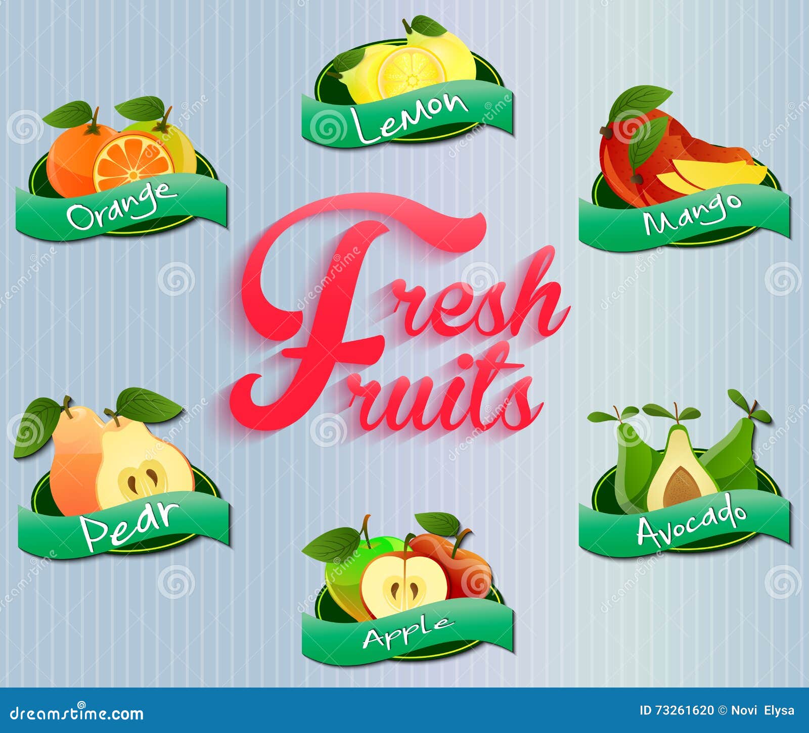 Fruits labels collection stock vector. Illustration of design - 73261620
