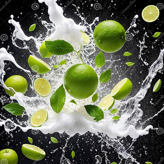 Fruits Lemon Explode with Huge Particles Splashing on the Air Stock ...