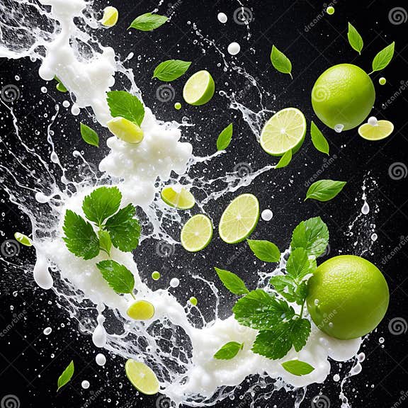 Fruits Lemon Explode with Huge Particles Splashing on the Air Stock ...