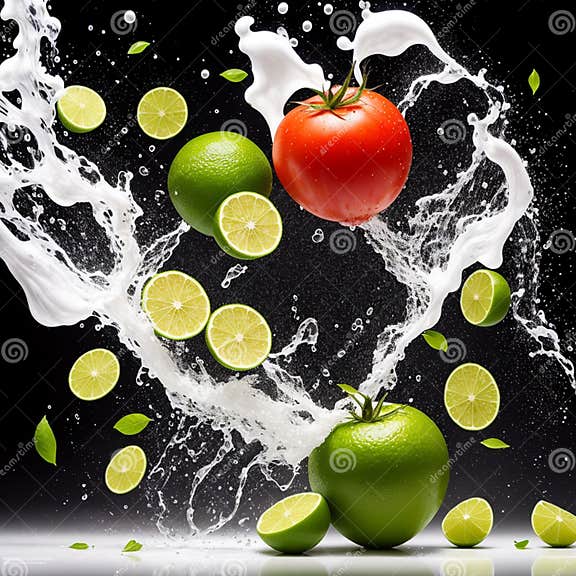 Fruits Lemon Explode with Huge Particles Splashing on the Air Stock ...