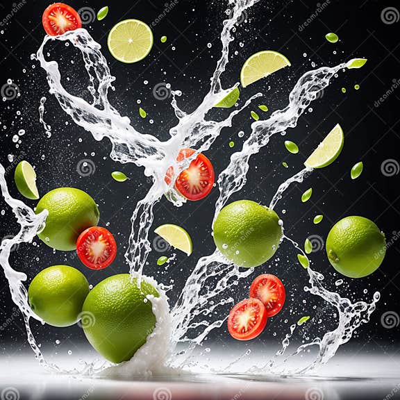 Fruits Lemon Explode with Huge Particles Splashing on the Air Stock ...