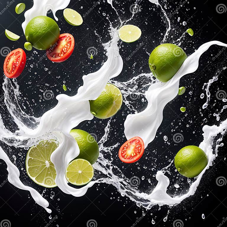 Fruits Lemon Explode with Huge Particles Splashing on the Air Stock ...