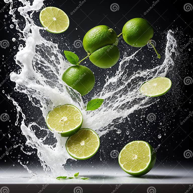 Fruits Lemon Explode with Huge Particles Splashing on the Air Stock ...