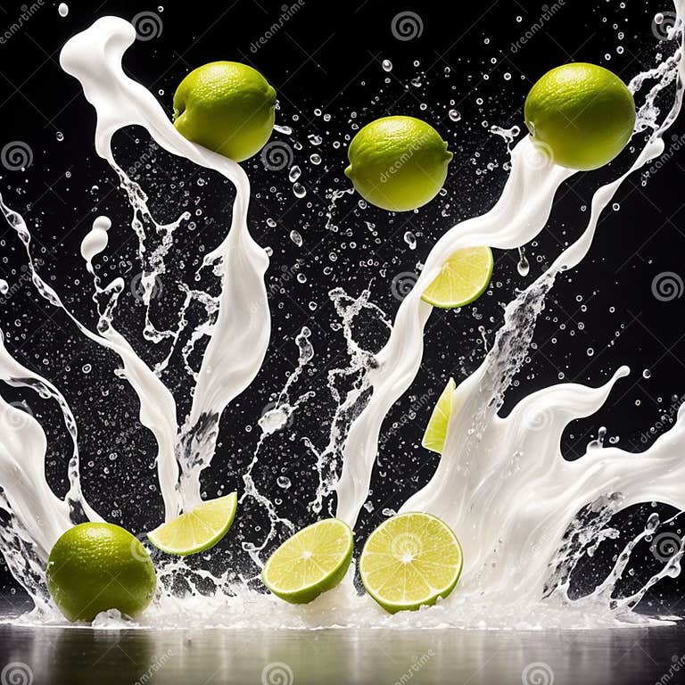 Fruits Lemon Explode with Huge Particles Splashing on the Air Stock ...
