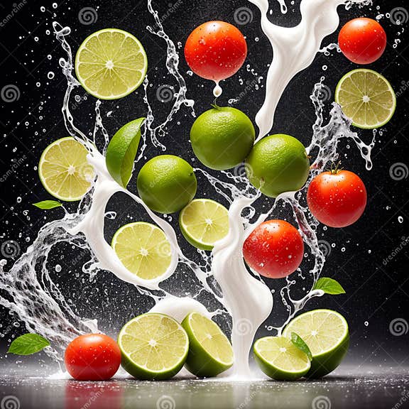 Fruits Lemon Explode with Huge Particles Splashing on the Air Stock ...