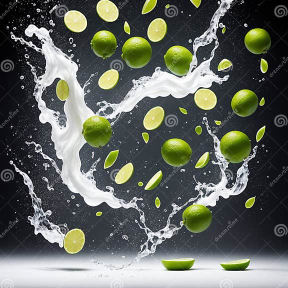 Fruits Lemon Explode with Huge Particles Splashing on the Air Stock ...
