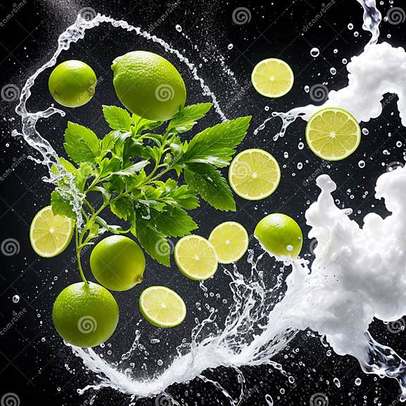 Fruits Lemon Explode with Huge Particles Splashing on the Air Stock ...