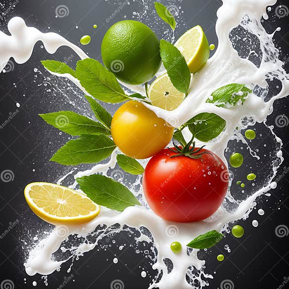 Fruits Lemon Explode with Huge Particles Splashing on the Air Stock ...