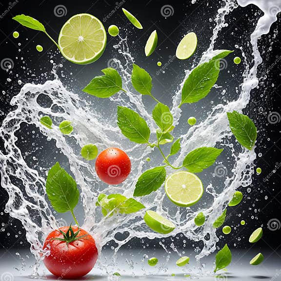Fruits Lemon Explode with Huge Particles Splashing on the Air Stock ...