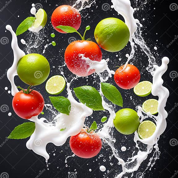 Fruits Lemon Explode with Huge Particles Splashing on the Air Stock ...