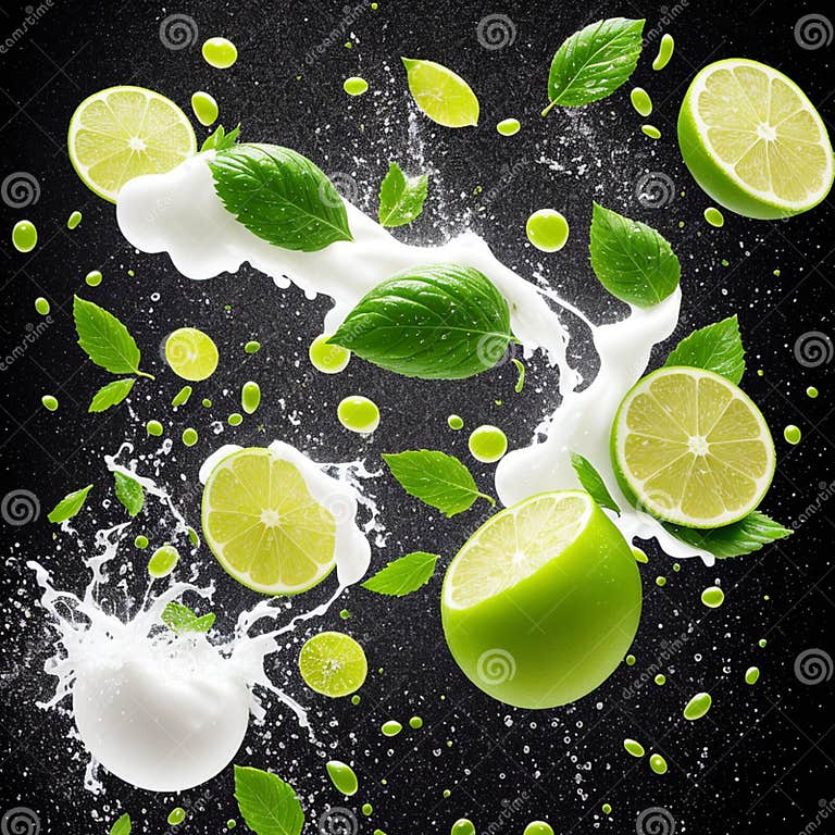 Fruits Lemon Explode with Huge Particles Splashing on the Air Stock ...
