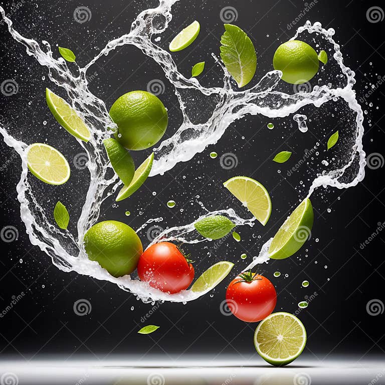 Fruits Lemon Explode with Huge Particles Splashing on the Air Stock ...