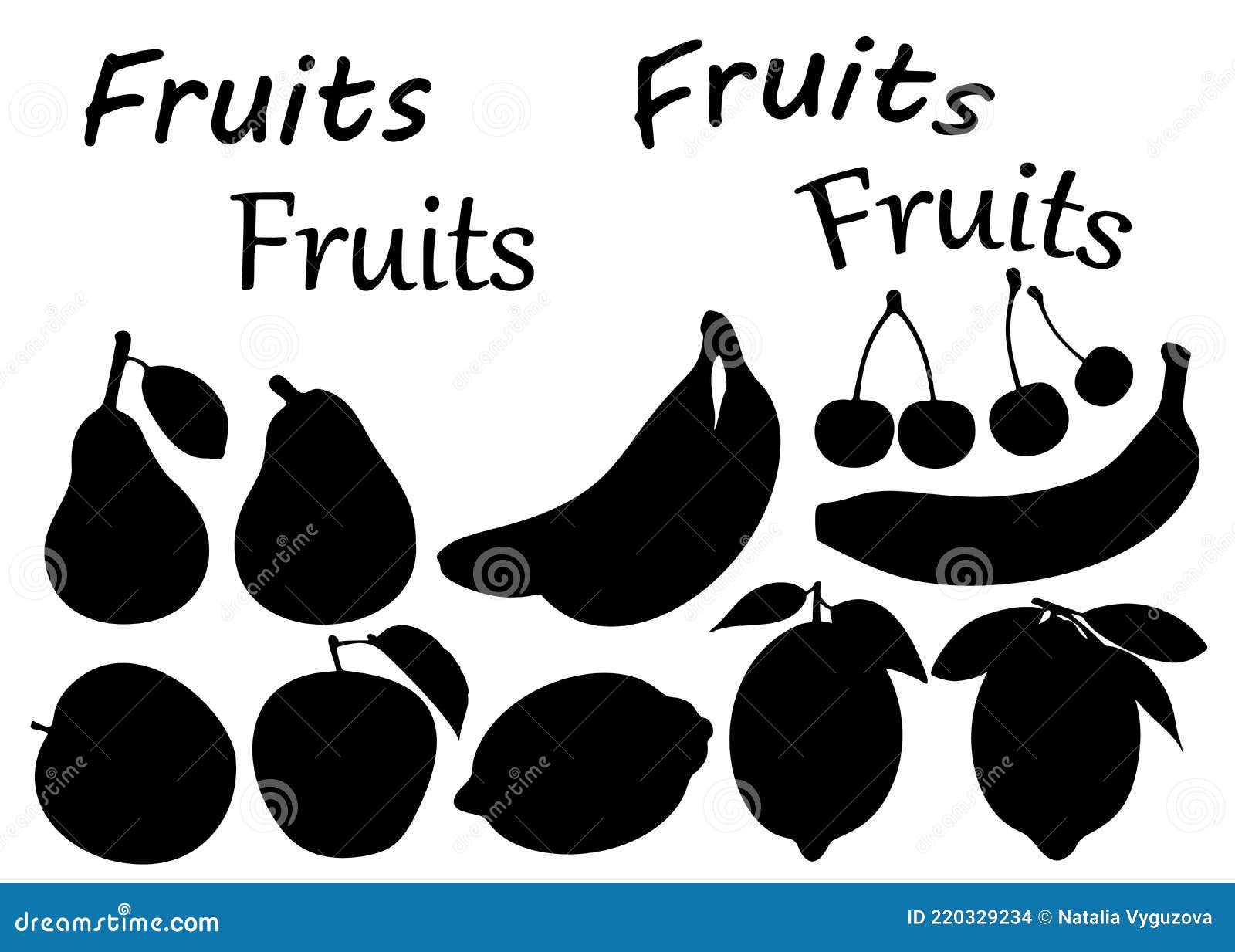 Fruits and Lettering in the Set. Stock Vector - Illustration of logo ...