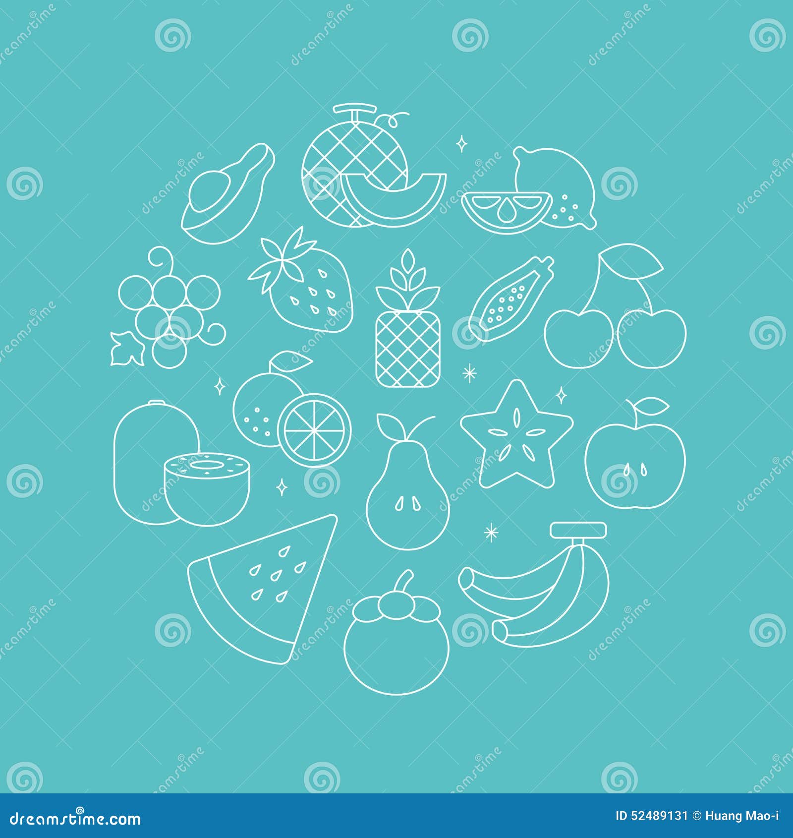 Fruits Line Collection For Coloring Book Cartoon Vector | CartoonDealer ...