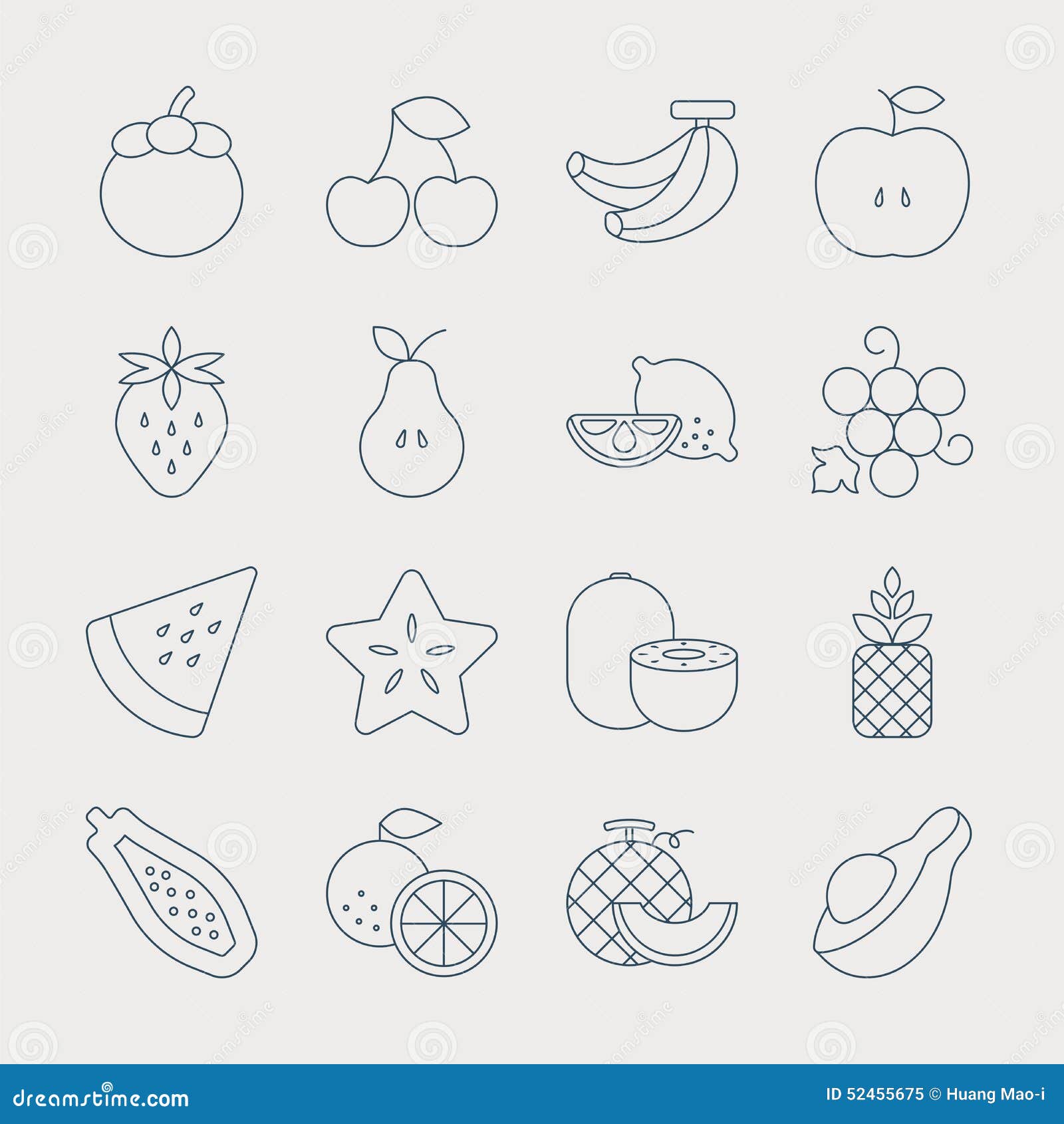 Fruits line icon set stock vector. Illustration of line - 52455675