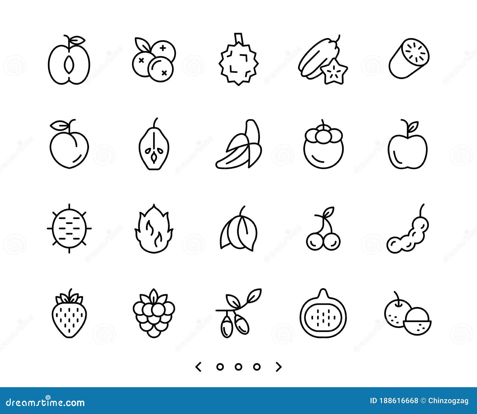 Fruits line icons set stock vector. Illustration of healthy - 188616668