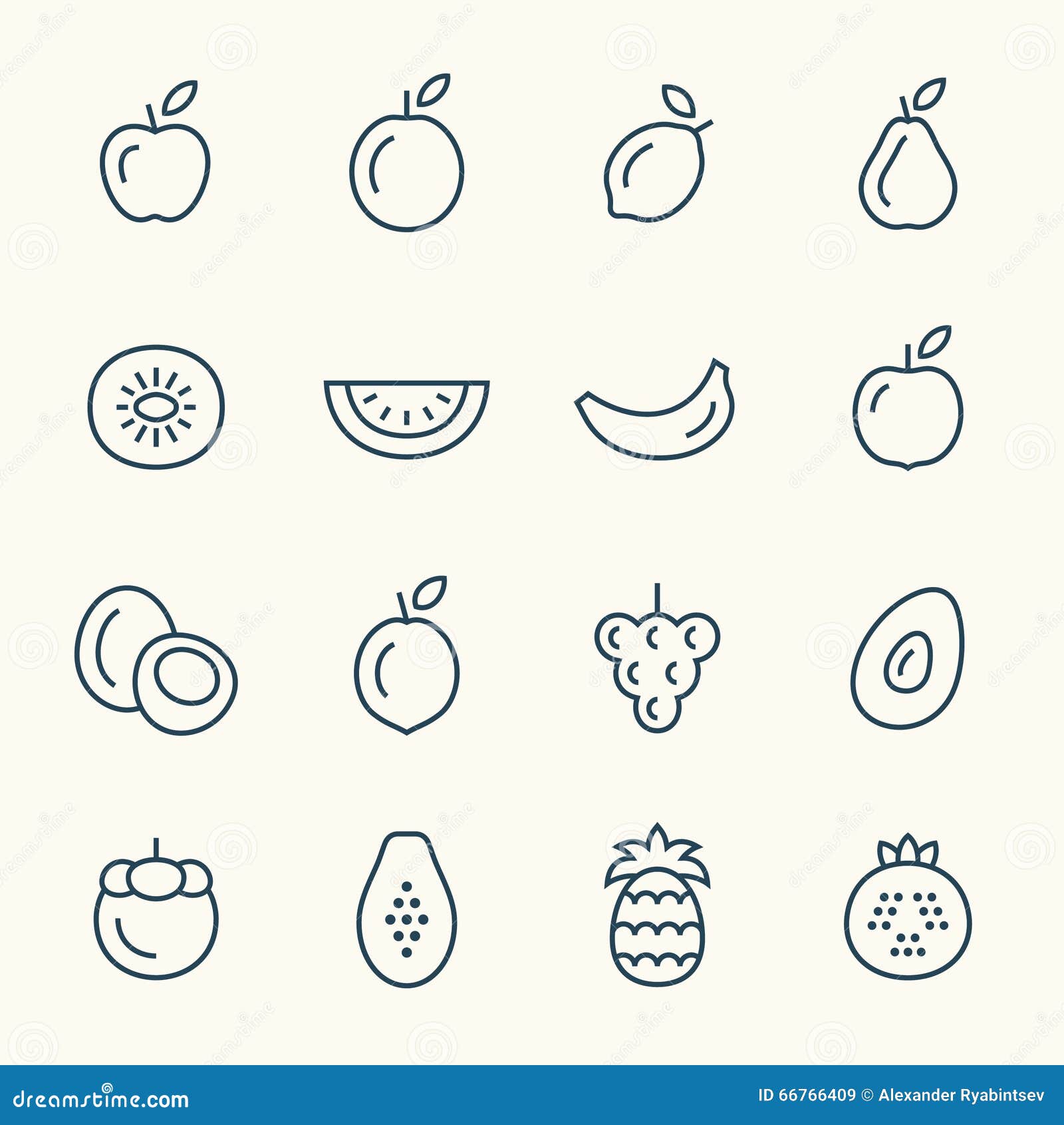 Fruits line icons stock vector. Illustration of papaya - 66766409