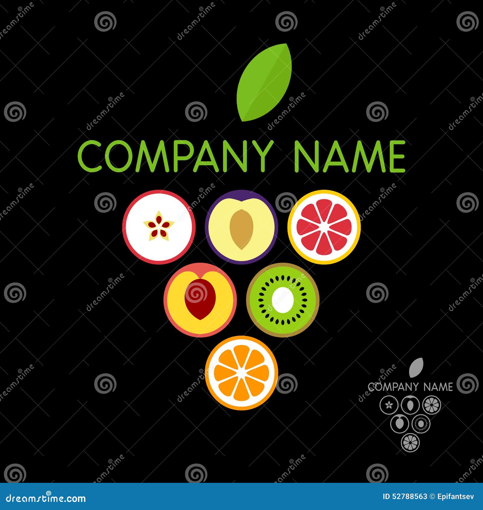 Fruits Logo Template (concept). Vector Illustration. Stock Vector ...
