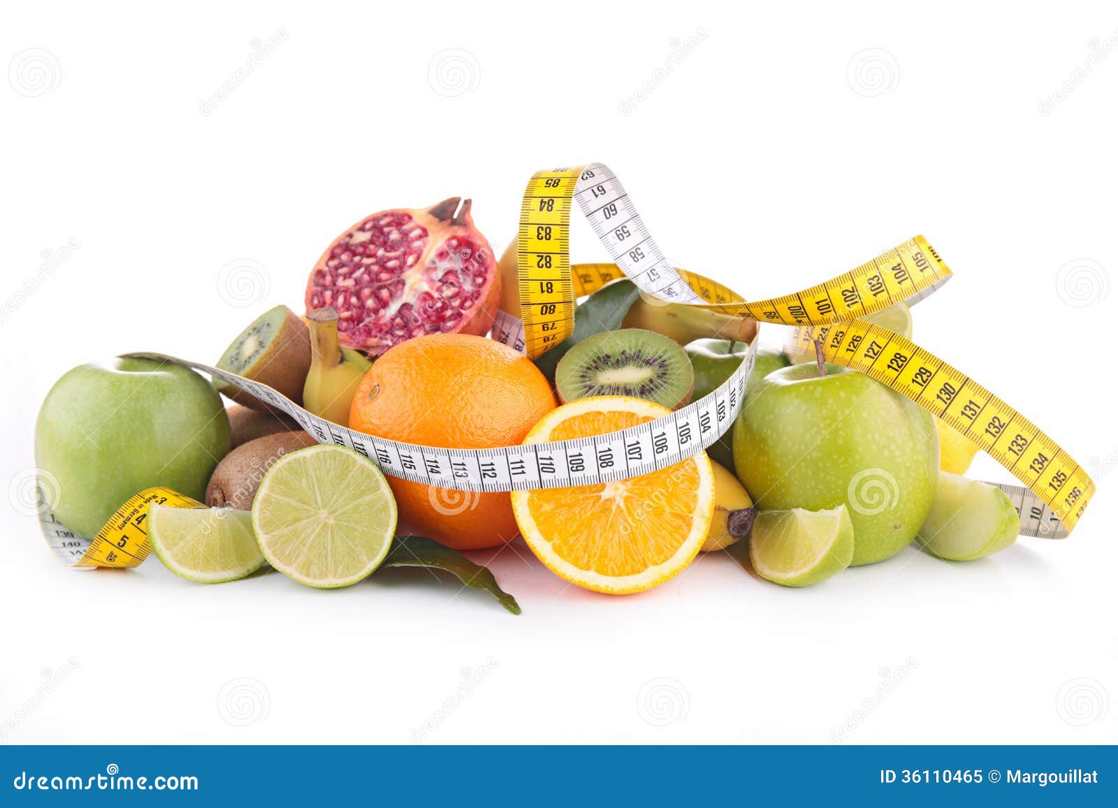 Fruits and measuring tape stock image. Image of isolated - 36110465