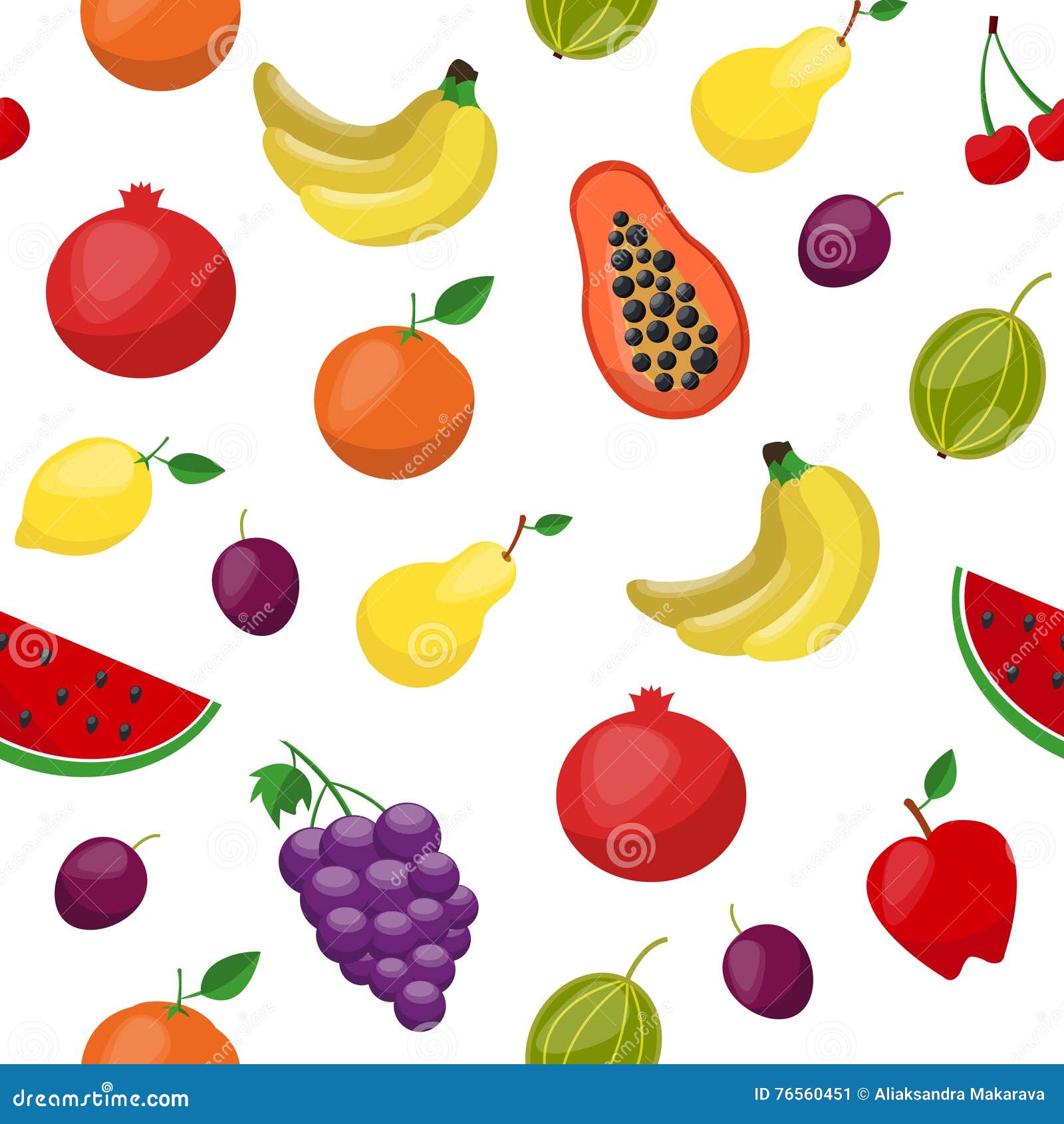 Fruits Pattern. Modern Flat Design. Vector Objects. Stock Vector ...