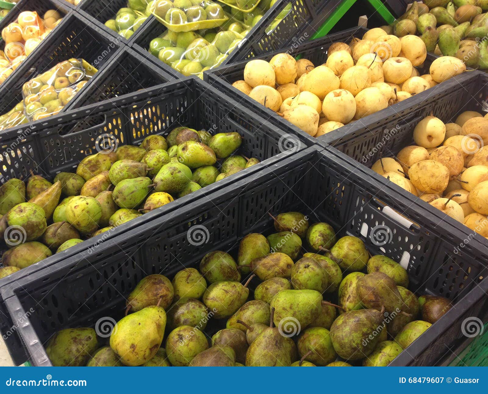 Fruits Pears in Boxes in Supermarket Stock Image - Image of marketplace ...