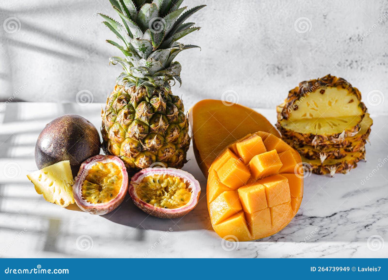 Fruits, Pineapple, Mango and Passion Fruit Stock Image - Image of mango ...