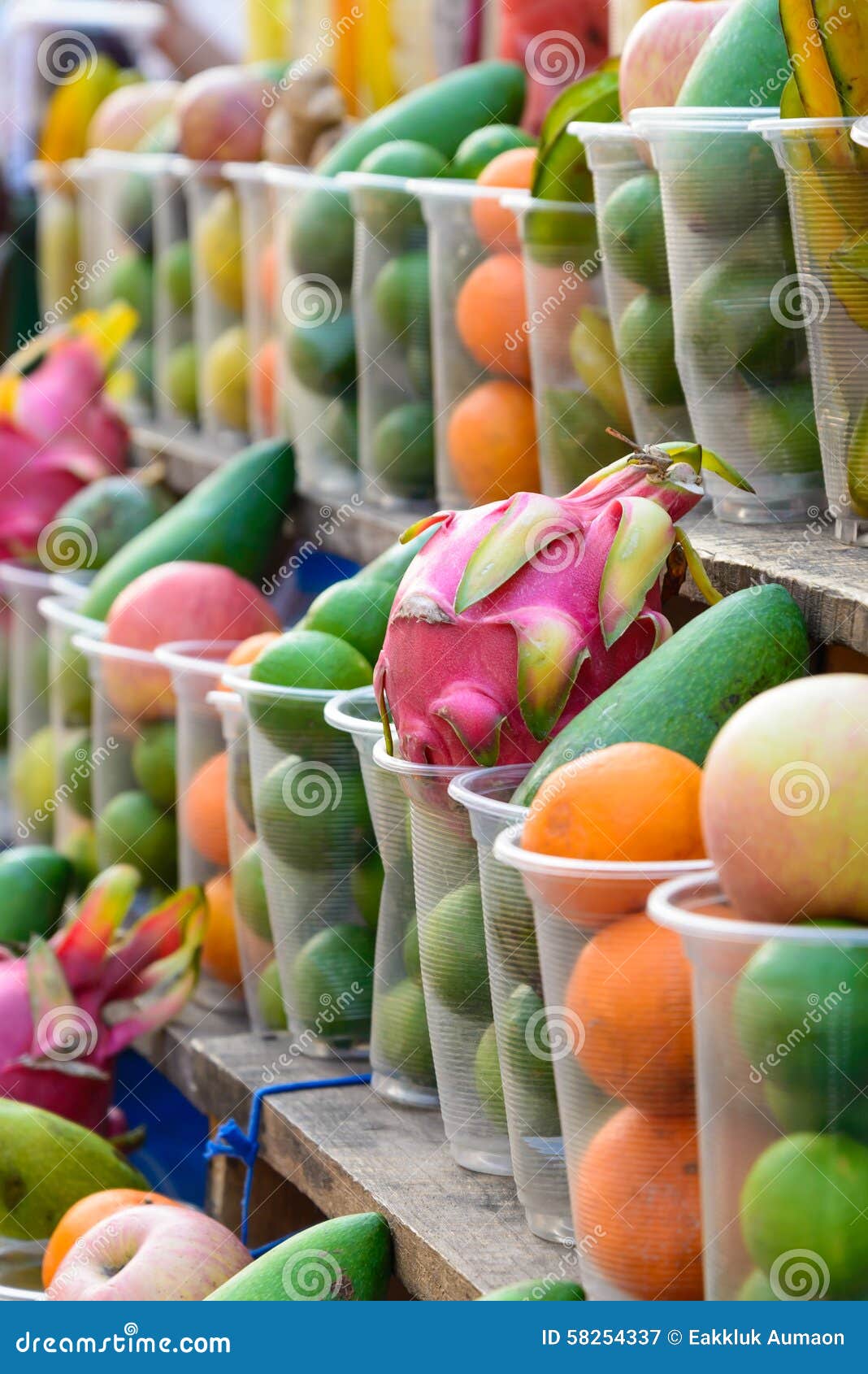 Fruits in Plastic Cup for Make a Juice Stock Image - Image of colorful ...