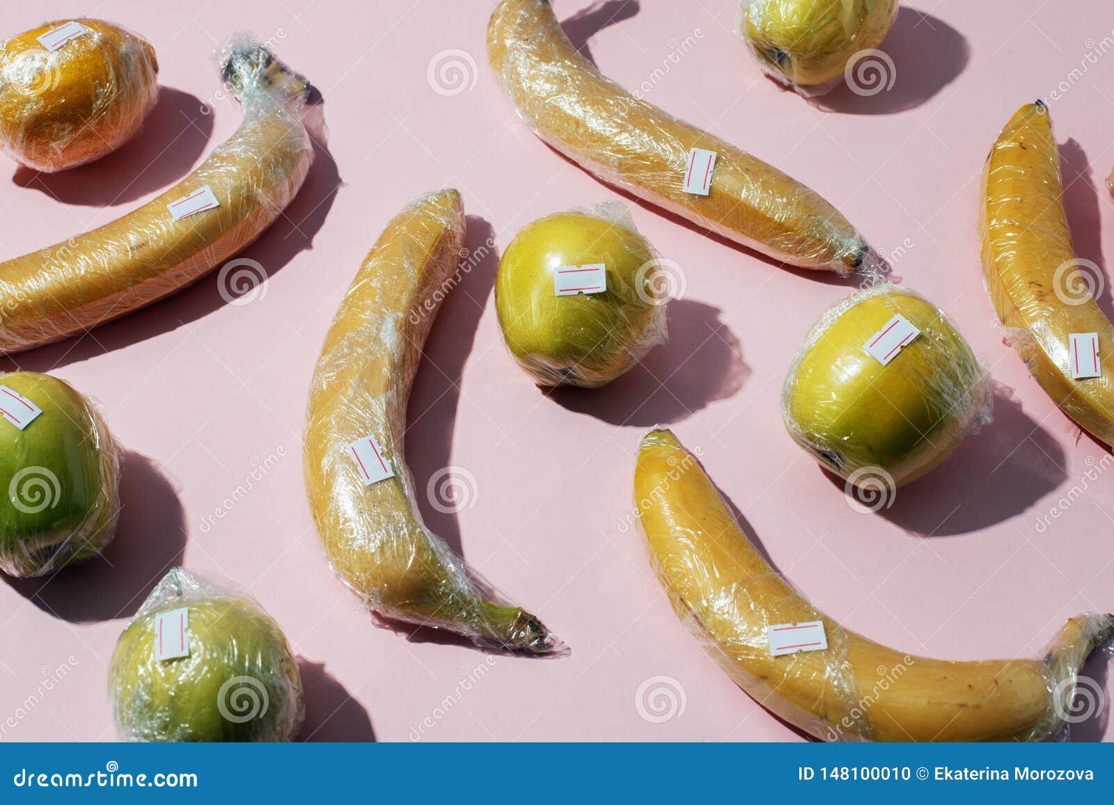 Fruits in Plastic Packaging, Pollution of Earth Concept, Supermarket ...