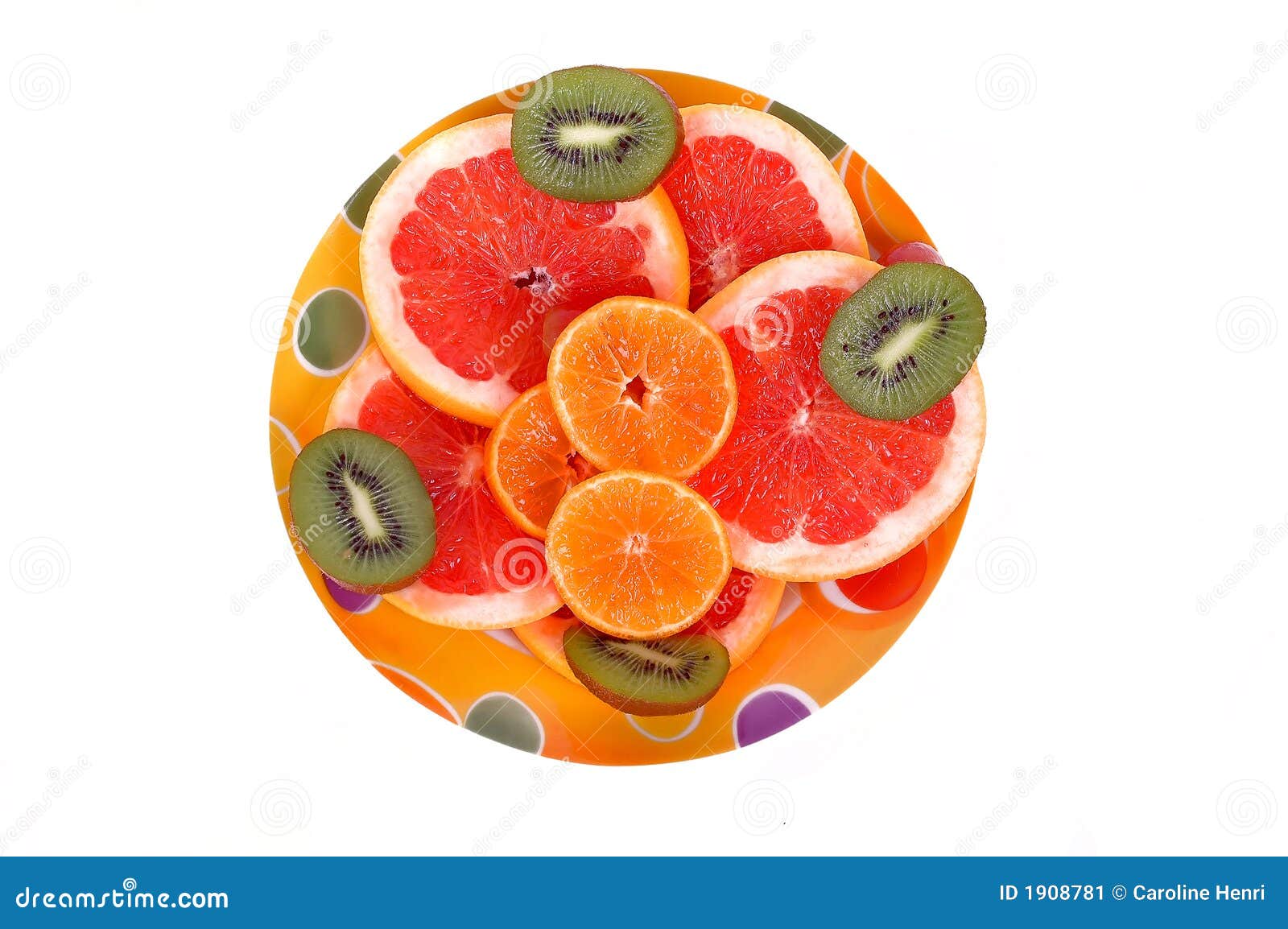 Fruits Plate with Grapefruit, Kiwi and Orange Slices Stock Image ...