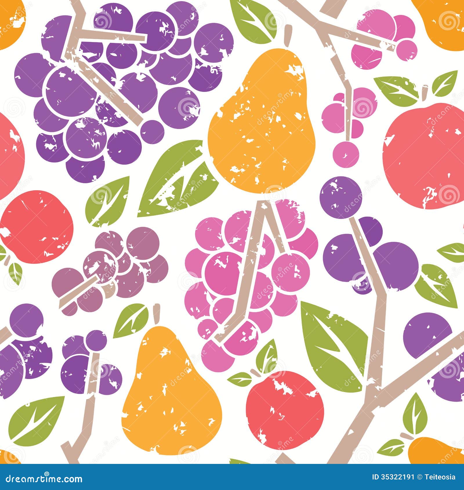 Fruits Retro Seamless Pattern Stock Vector - Illustration of nature ...