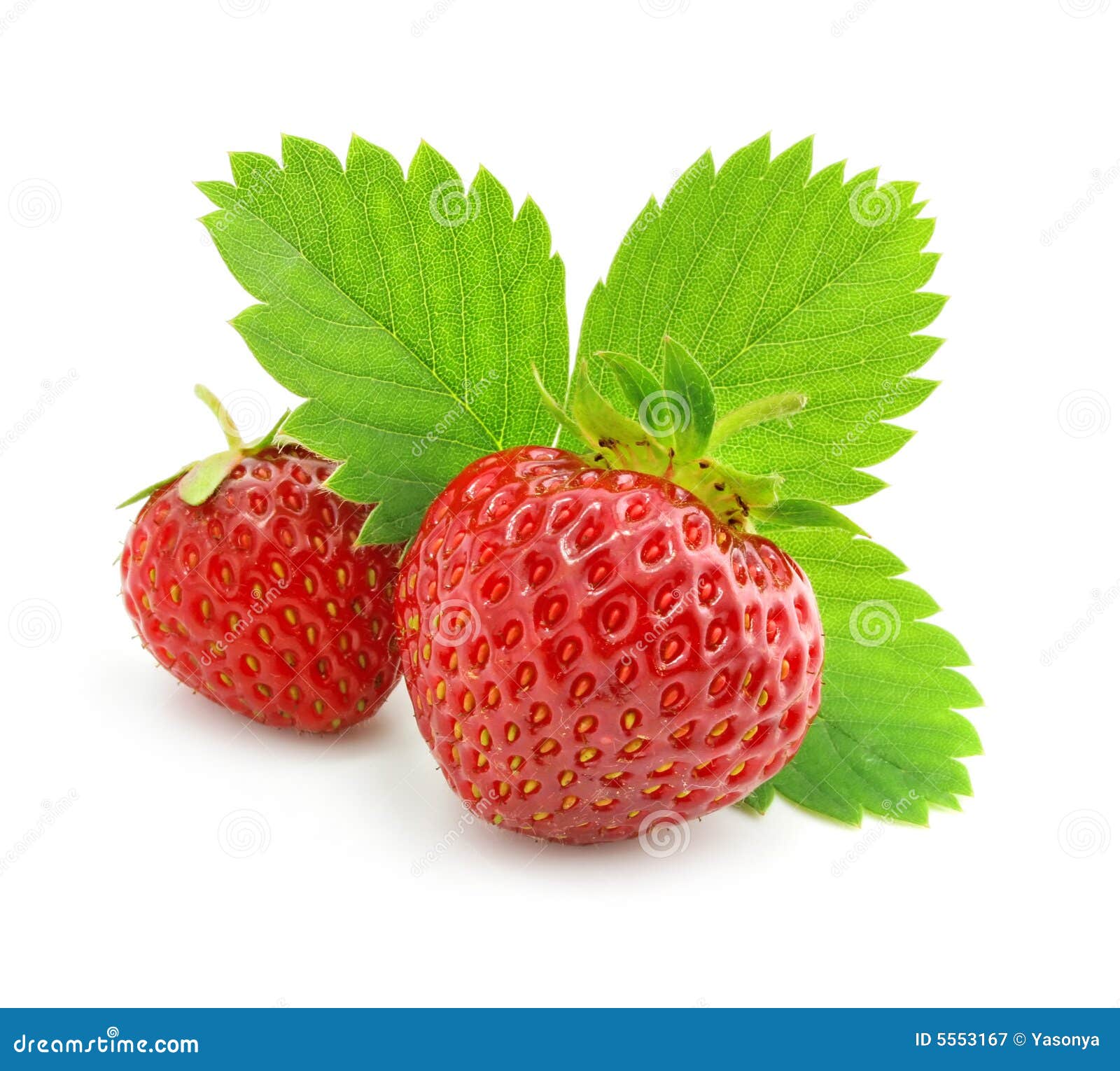 Fruits Rouges De Fraise Avec Les Lames Vertes D'isolement Image stock ...