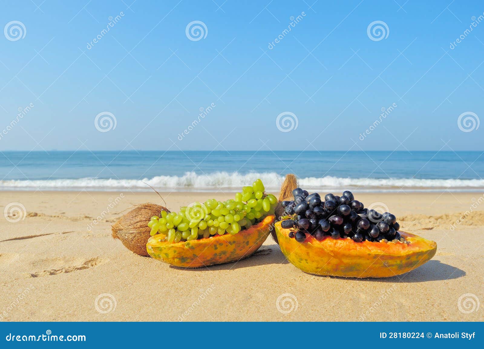 Fruits on the sand stock photo. Image of travel, south - 28180224