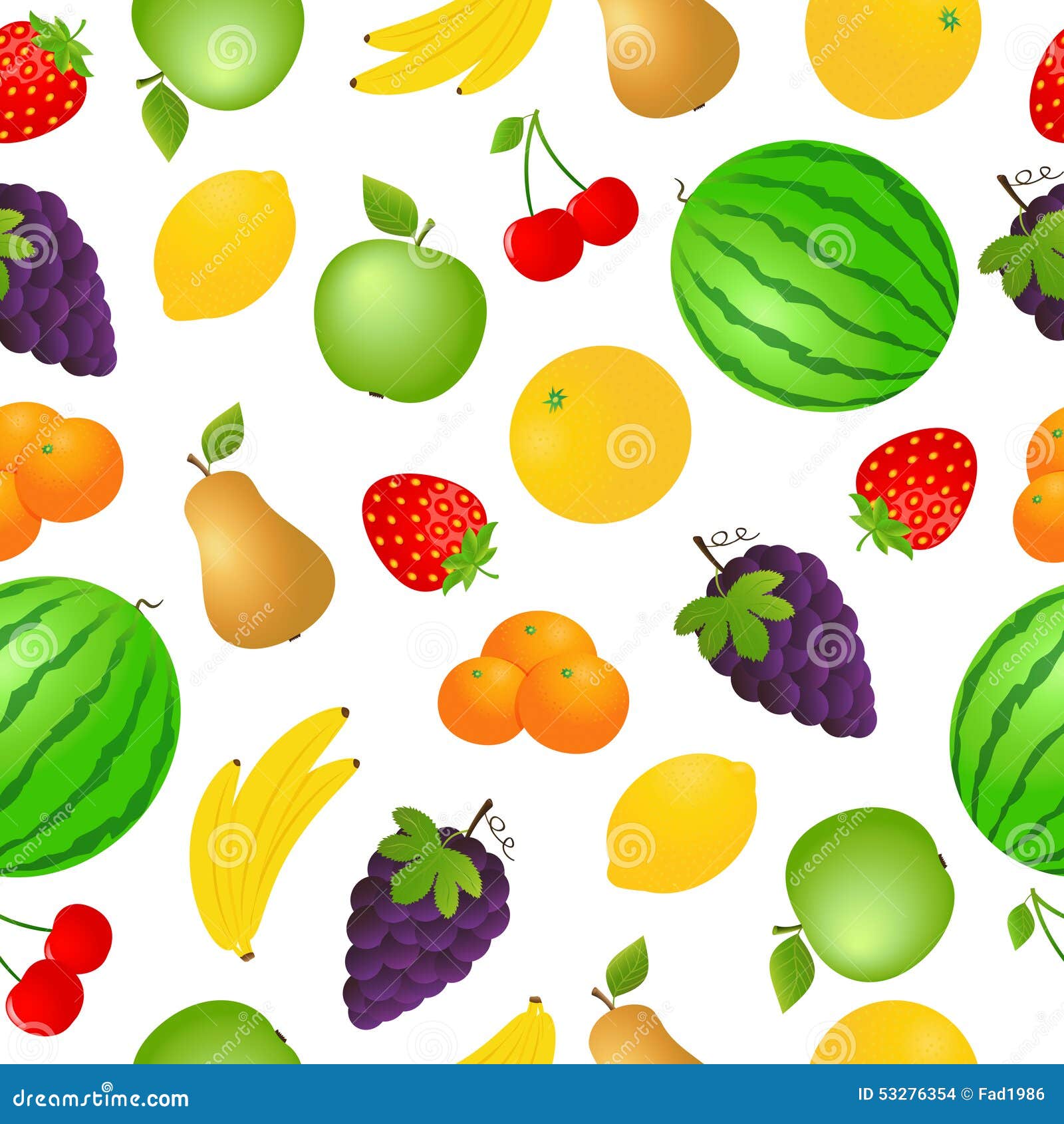 Fruits seamless pattern stock illustration. Illustration of diet - 53276354