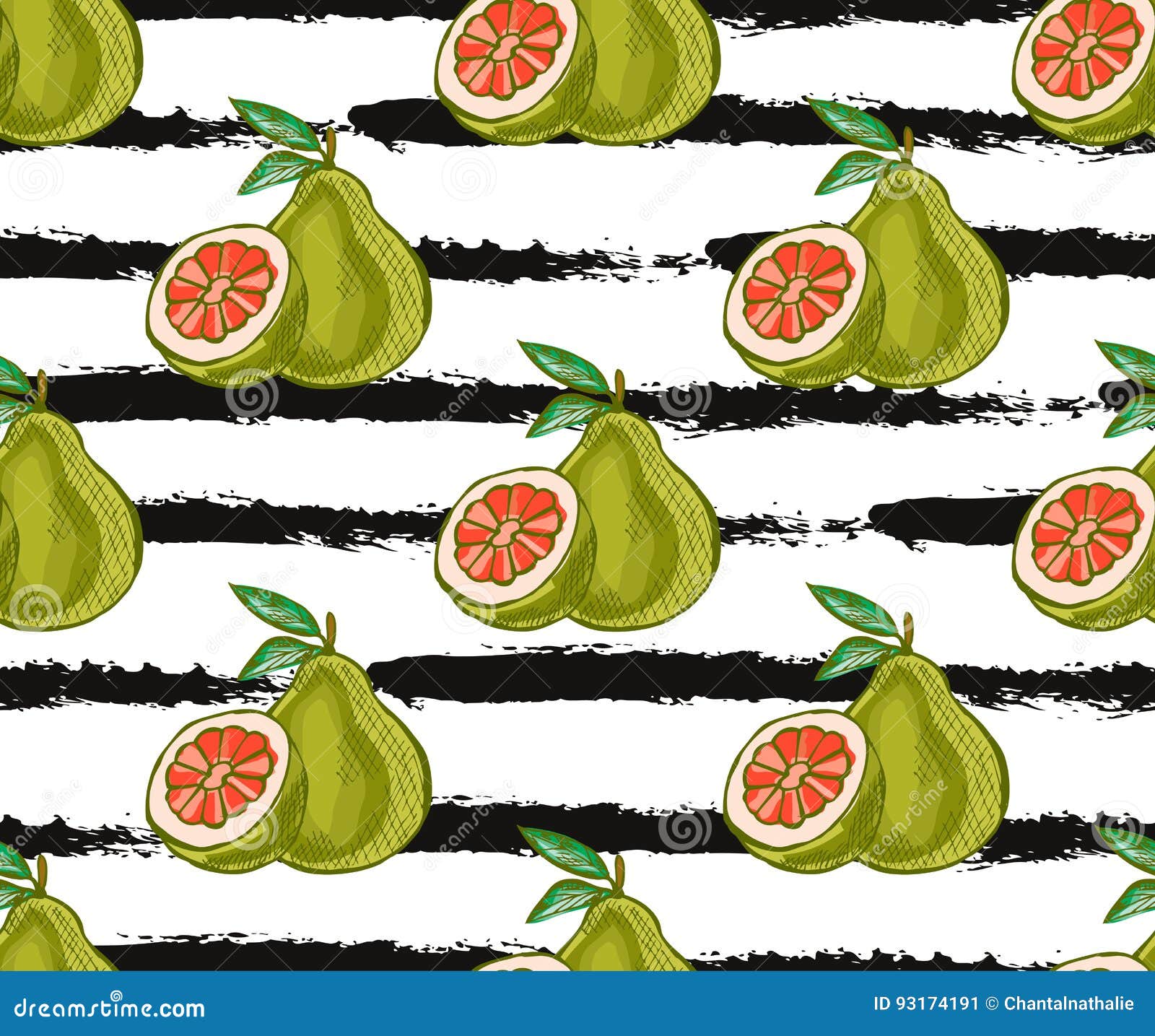 Pomelo Fruits Poster In Cartoon Style Depicting Whole And Half Of Fresh ...