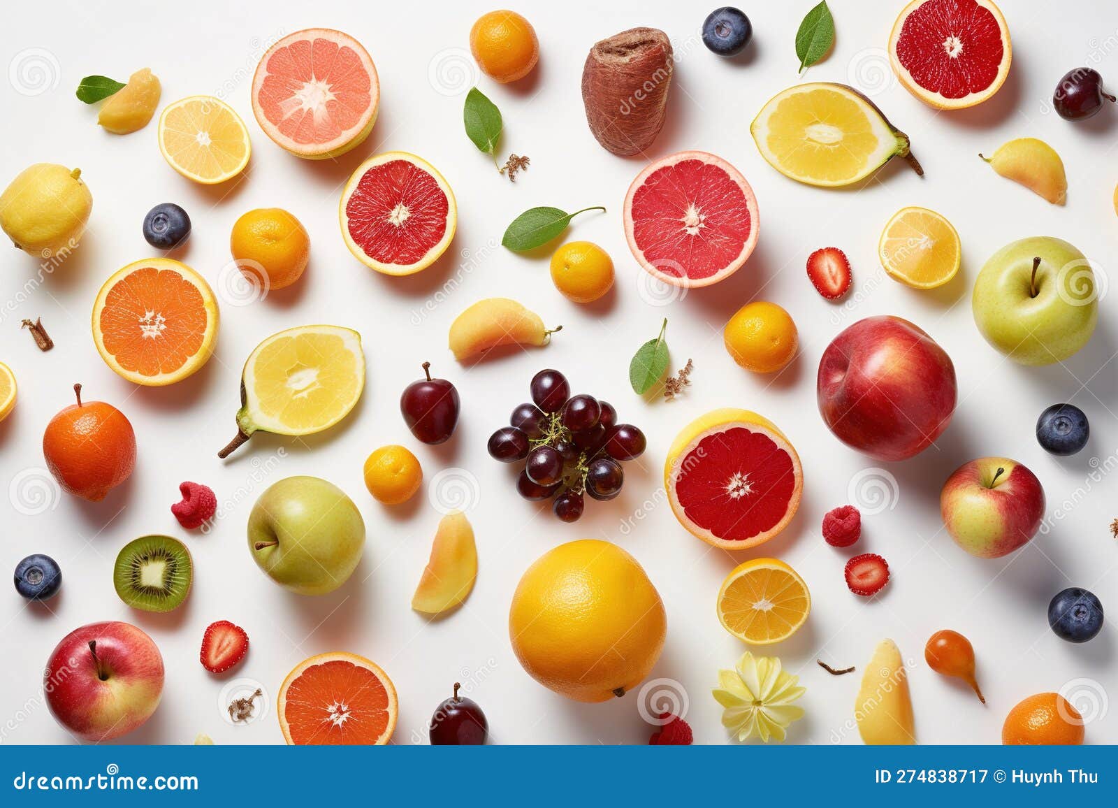 Fruits Seamless White Background Top Down View, Professional Color ...