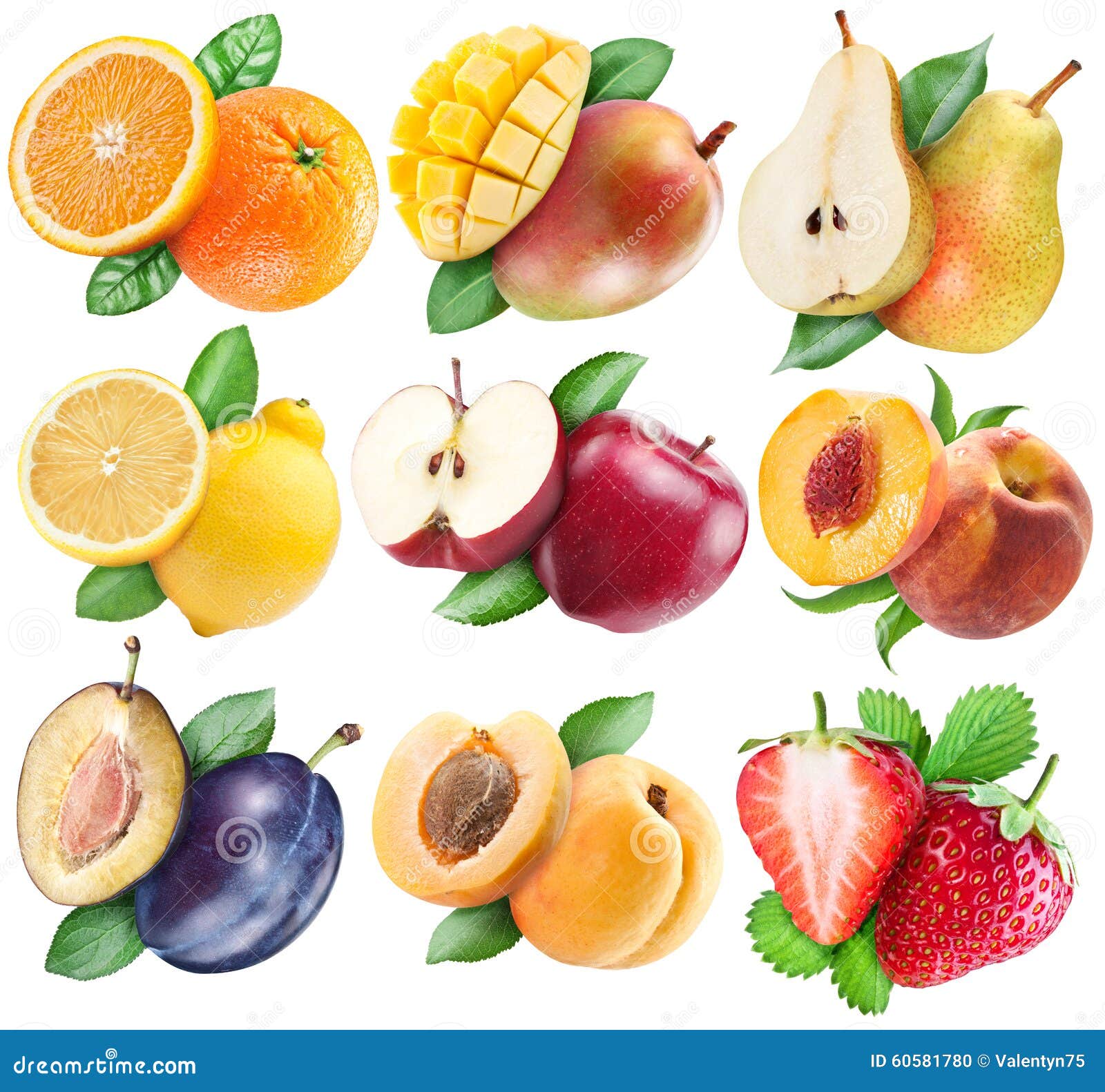 Fruits Set with Clipping Path Stock Photo - Image of plum, nature: 60581780